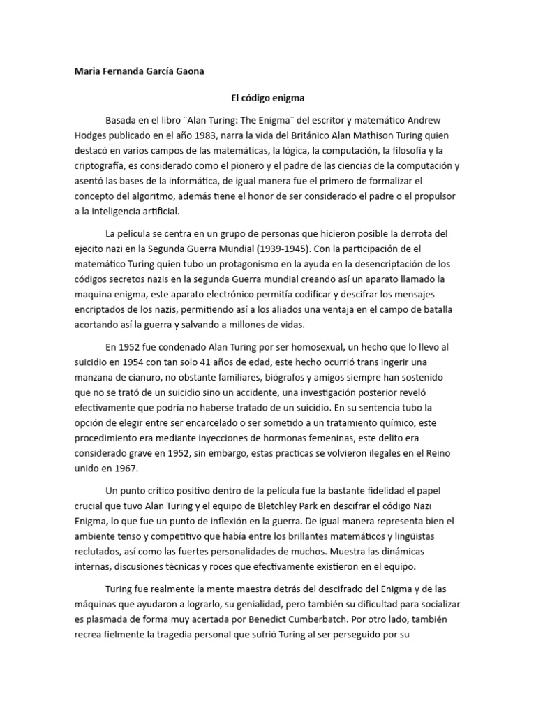 El Código Enigma: Genio y Tragedia de Turing | PDF | Alan Turing