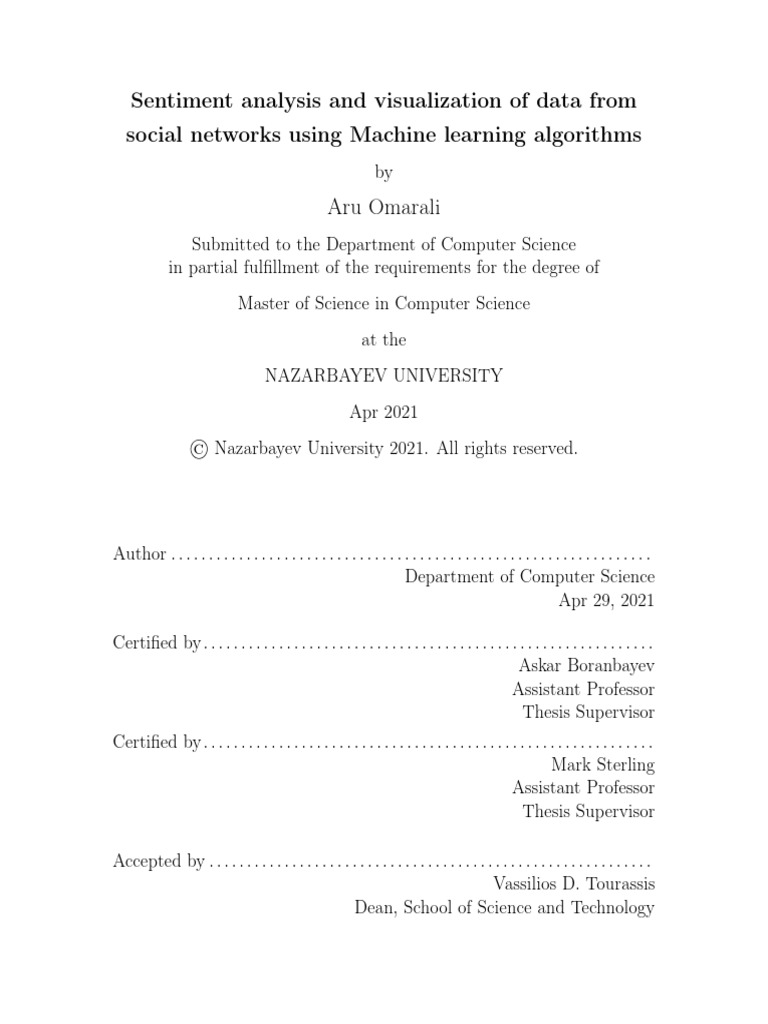 Thesis - Aru Omarali | PDF | Machine Learning | Statistical Classification