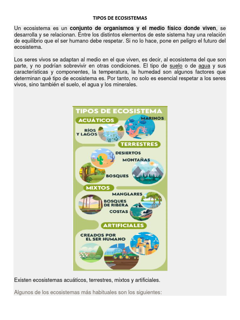 Tipos de Ecosistemas | PDF | Desierto | Ecosistema