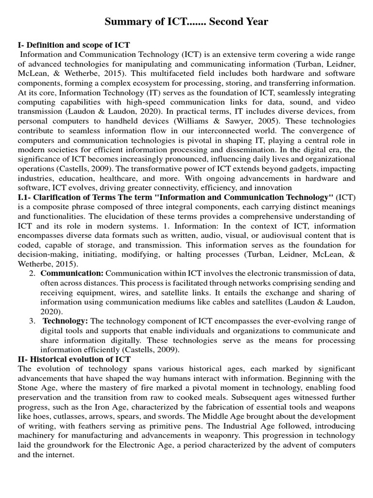 ICT Summary 2nd Year | PDF | Information Technology | Information And ...