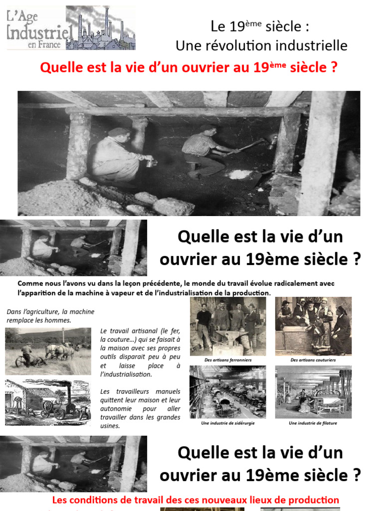 Vie des ouvriers au 19ème siècle | PDF | Ouvrier | Révolution industrielle