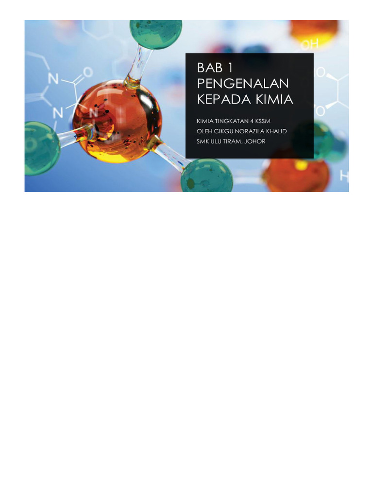 KIMIA F4 KSSM BAB 1 Pengenalan Kepada Kimia Zila Khalid ) | PDF