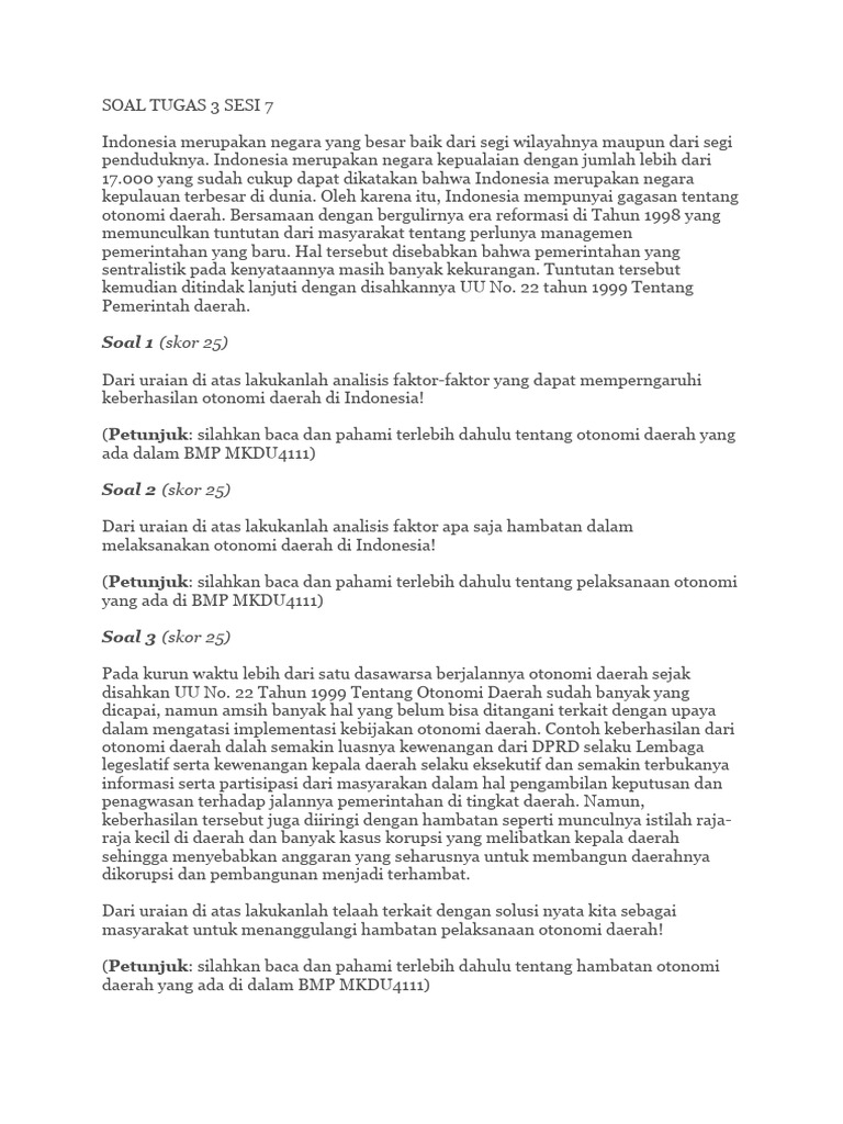 Soal Tugas 3 Sesi 7 PPKN | PDF