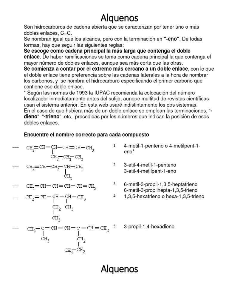 Nomenclatura de Compuestos Orgánicos | PDF | Cetona | Alqueno