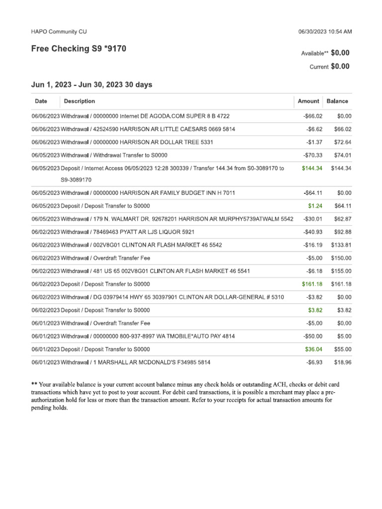 Hapo June Checking | PDF