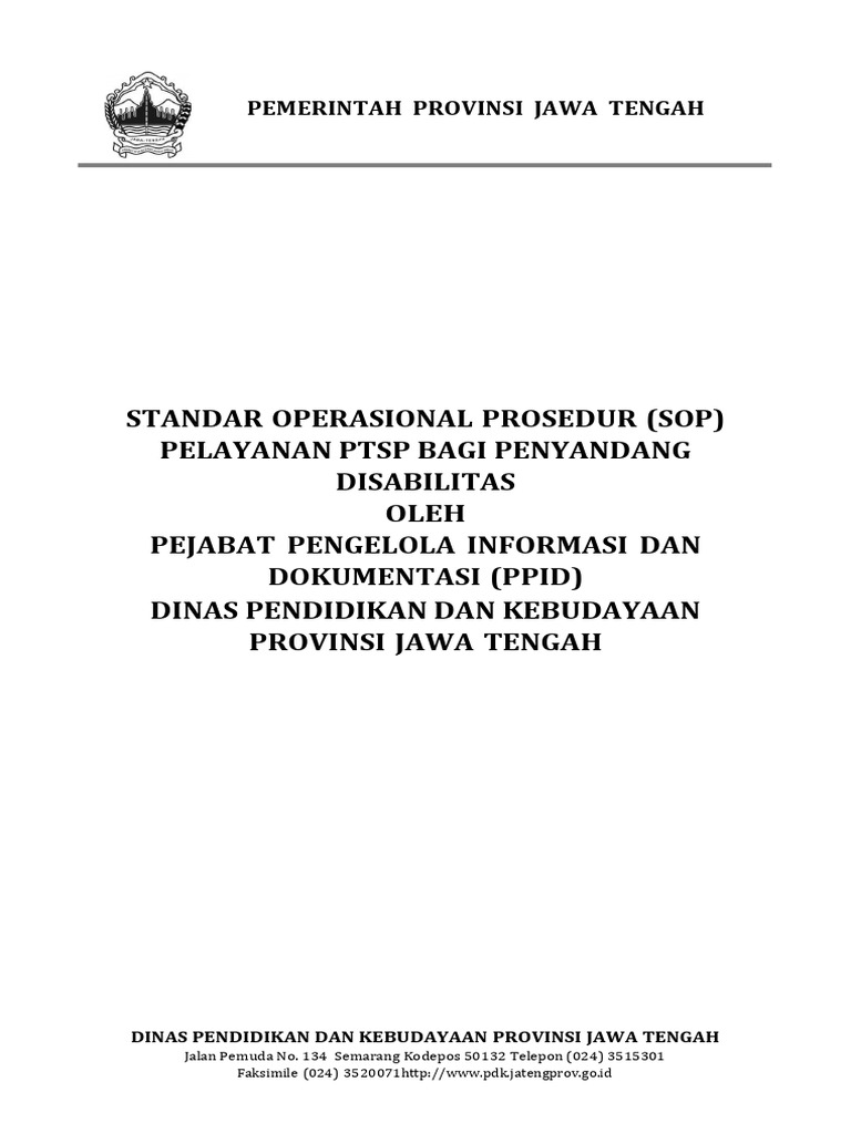 8 Sop Pelayanan PTSP Bagi Penyandang Disabilitas | PDF