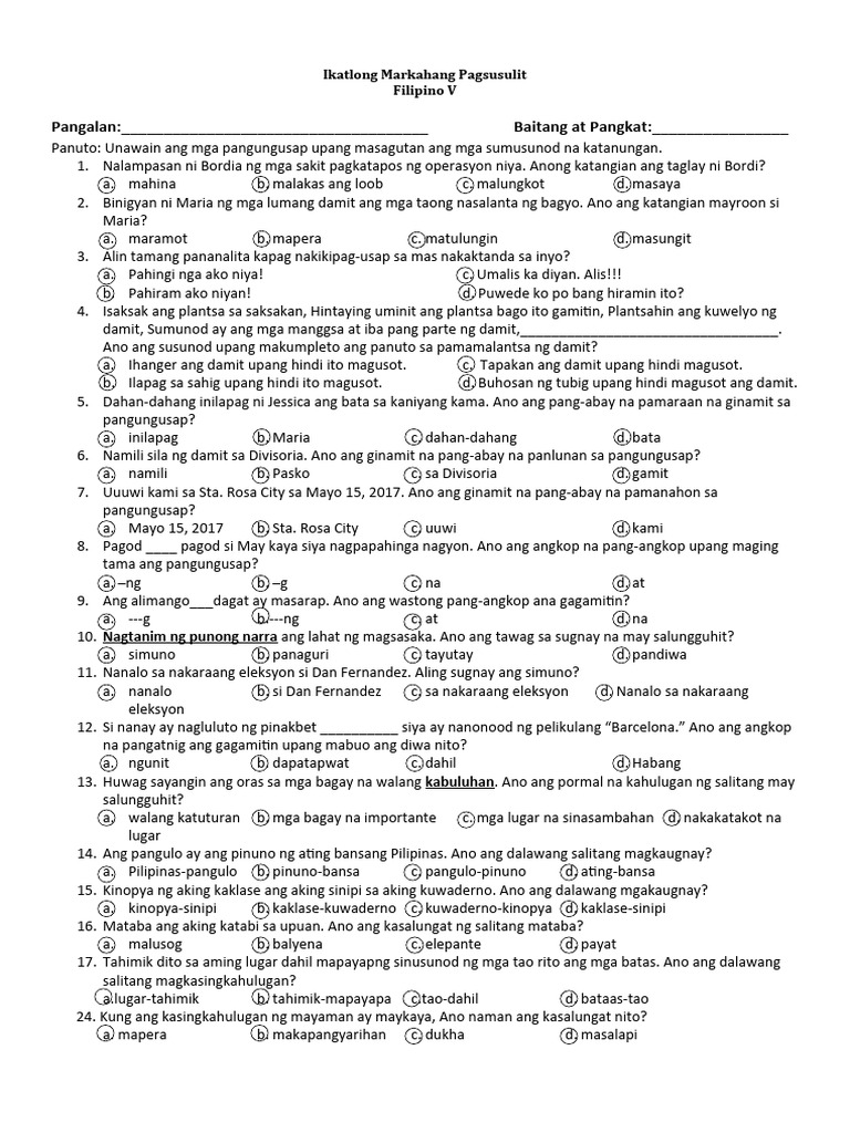 PT - Filipino 5 - Q3 | PDF