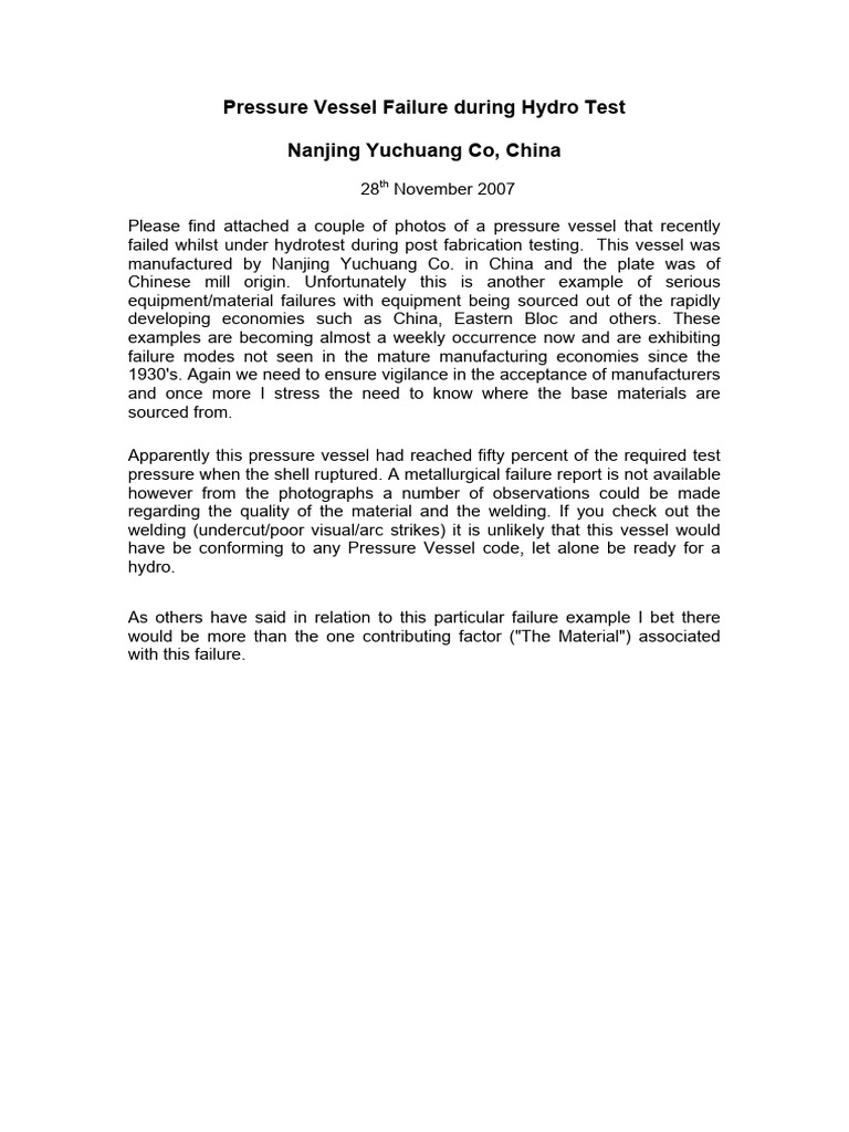 Pressure Vessel Failure During Hydro Test | PDF | Ciências Físicas ...