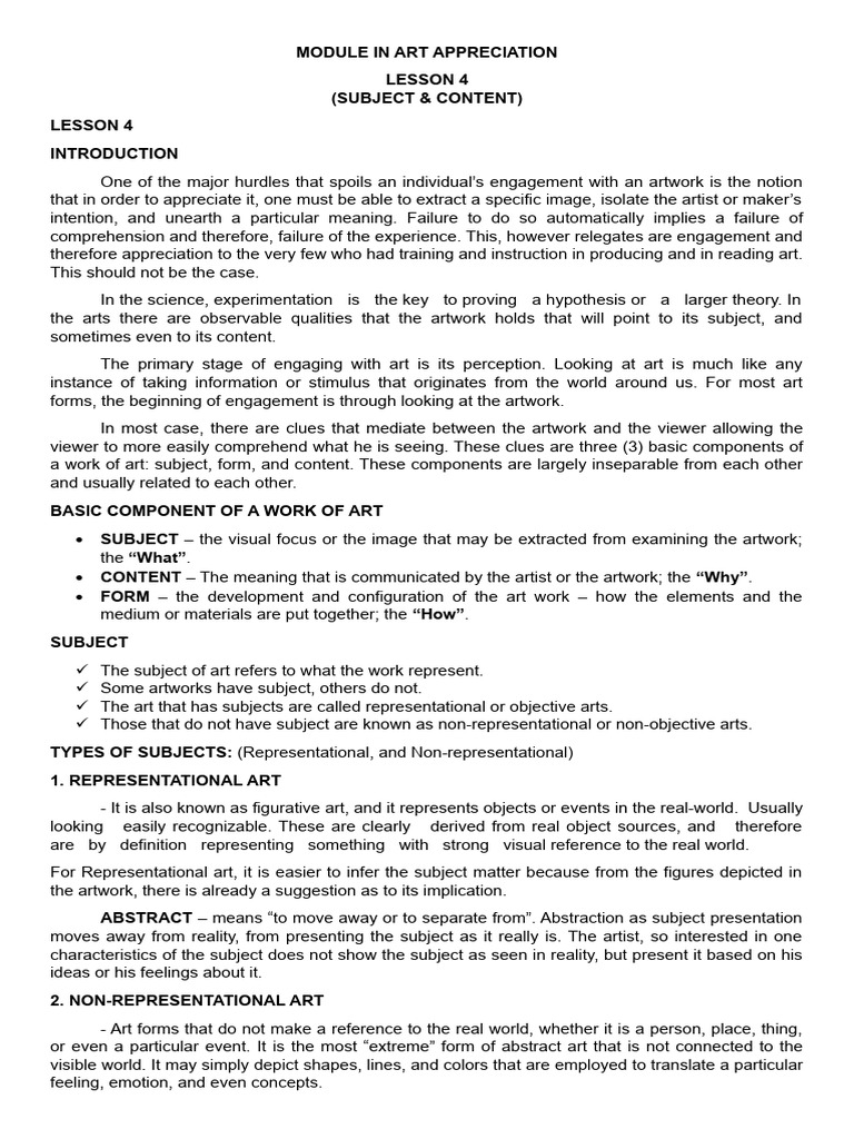 Module in Art Appreciation | PDF | Abstract Art | Michelangelo