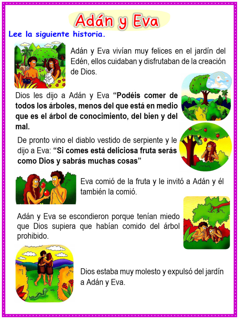 Actividades sobre Adán y Eva para niños | PDF