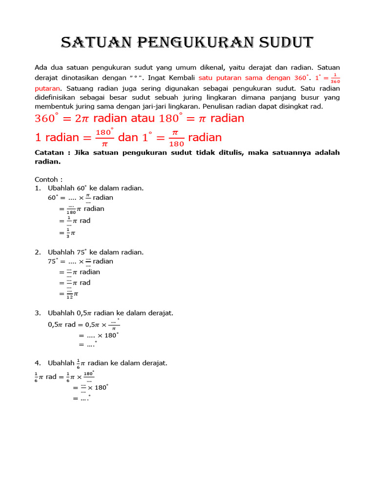 Satuan Pengukuran Sudut | PDF