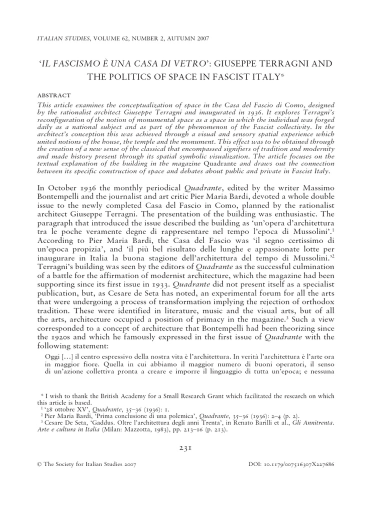 Il Fascismo E Una Casa Di Vetro Giuseppe | PDF | Fascism