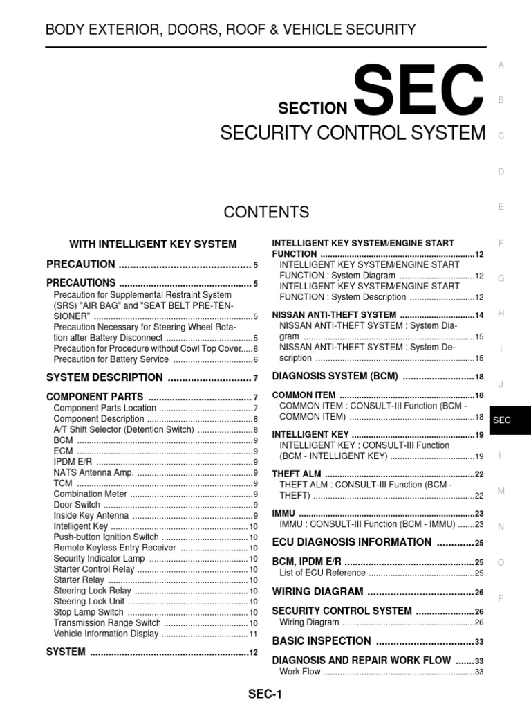 Nissan Vehicle Security Guide | PDF | Airbag | Vehicles