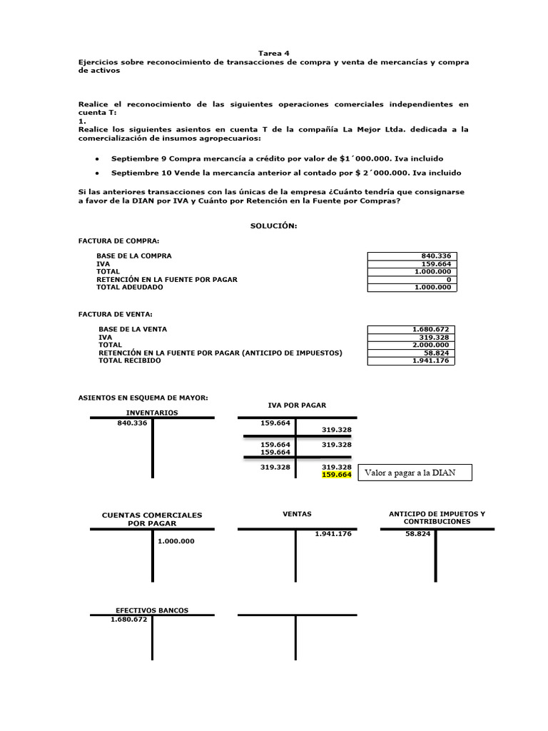 Tarea 4 Reconocimiento de Transacciones de Compra y Venta | Descargar gratis PDF | Impuesto al ...