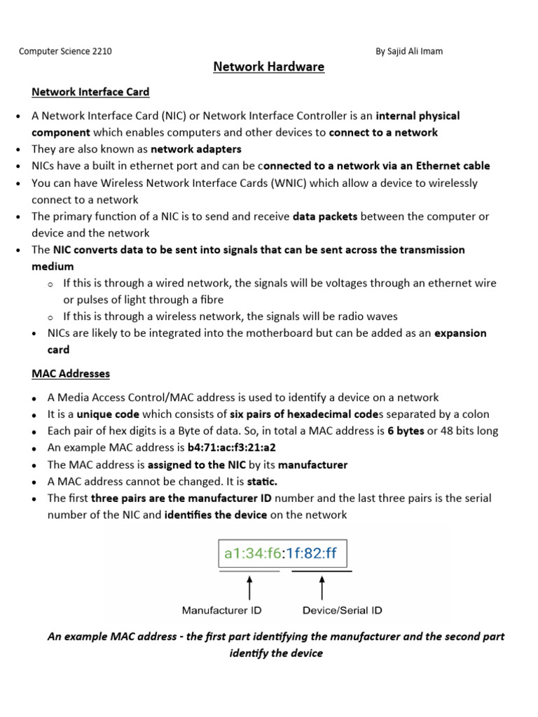 Network Hardware Pdf Router Computing Ip Address