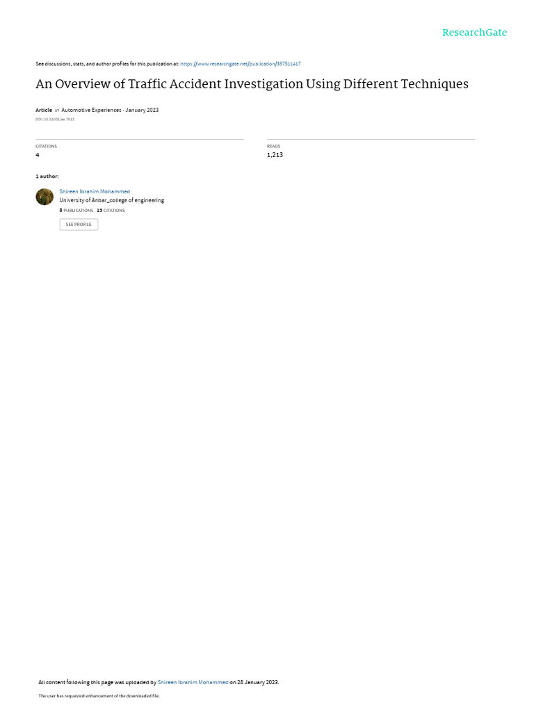 An Overview of The Traffic Accident Investigation by Using Different ...