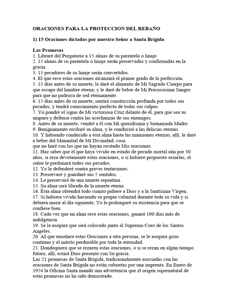ORACIONES PARA LA PROTECCION DEL REBAÑO | PDF | Oración | María, madre ...