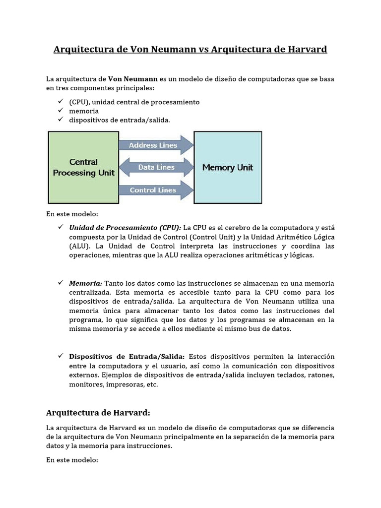 Von Neumann vs Harvard: Comparativa | PDF | Hardware de la computadora ...