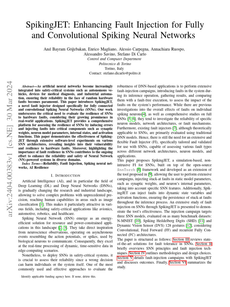 Spikingjet: Enhancing Fault Injection For Fully and Convolutional Spiking Neural Networks ...