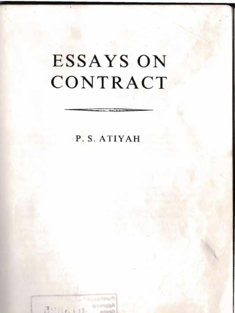 P.S. Atiyah, Contract, Promises and The Law of Obligations | PDF