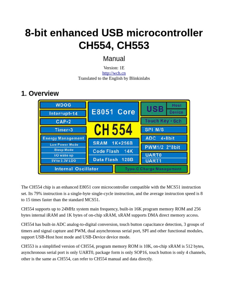 CH554 Manual English | PDF | Flash Memory | Booting