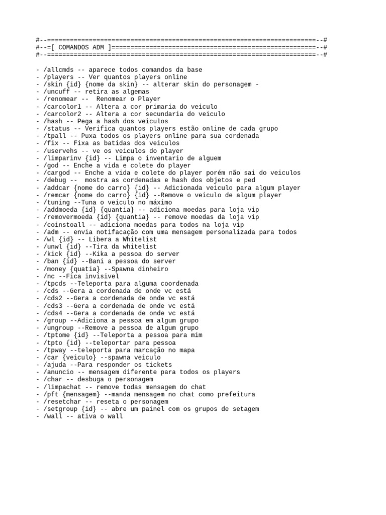 Lista de Comandos ADM | PDF