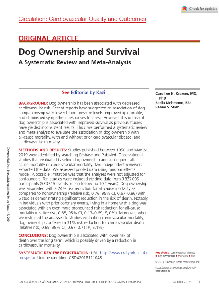 Kramer Et Al 2019 Dog Ownership and Survival | PDF | Cardiovascular ...