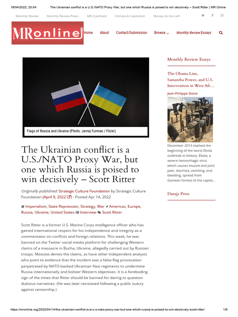 U.S./NATO Proxy War in Ukraine Explained | PDF | Ukraine | Russia