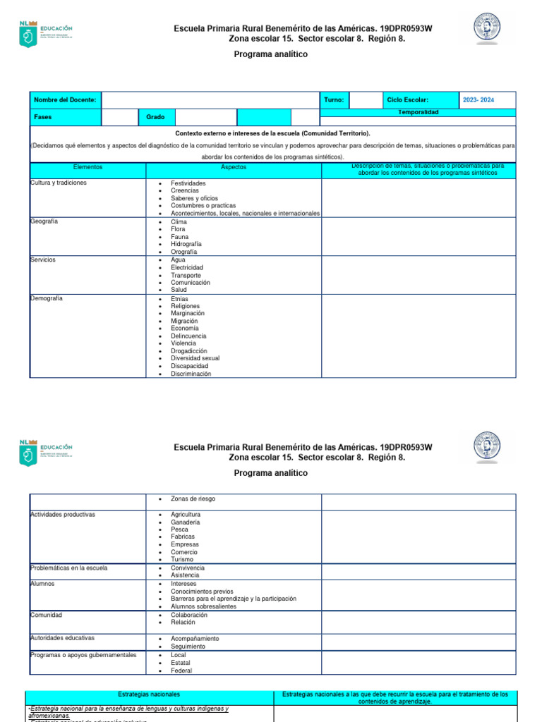 Codiseño Programa Analitico Multigrado | PDF | Escuelas | Educación primaria
