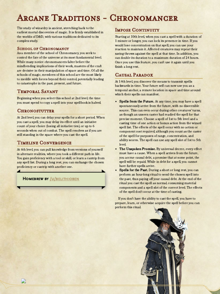 Chronomancer Archetype - GM Binder | PDF