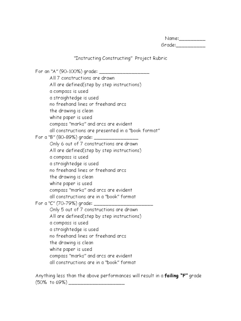 Geometry Construction Project Rubric | PDF | Art