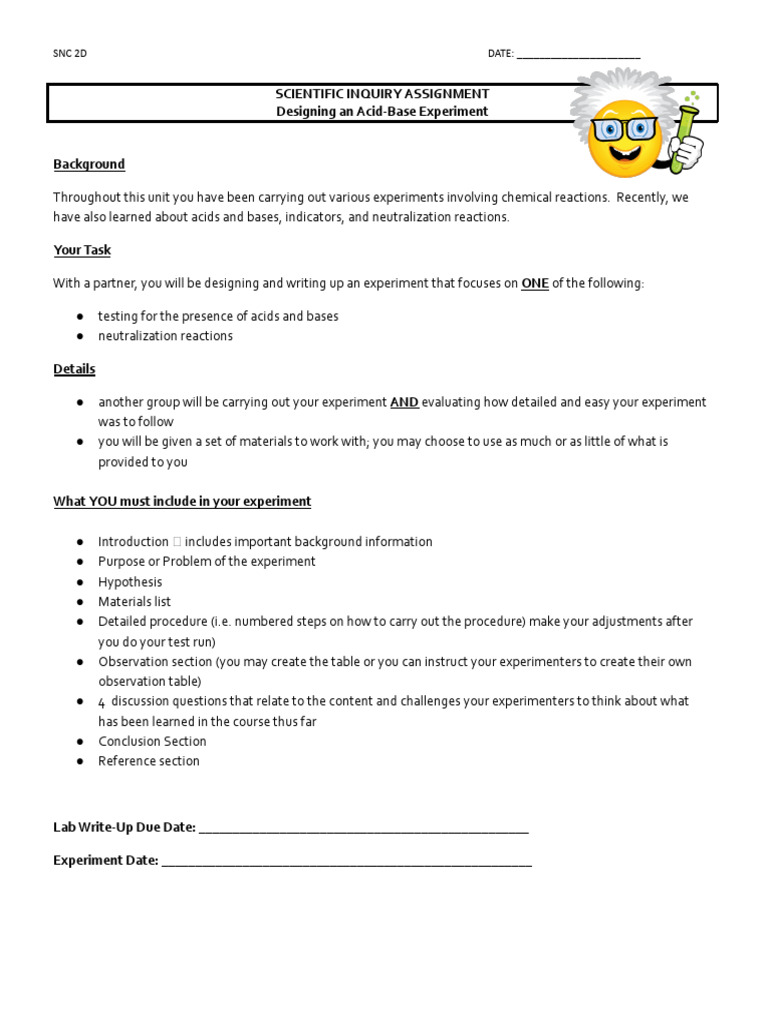 Acid-Base Experiment Design Guide | PDF | Experiment | Educational ...