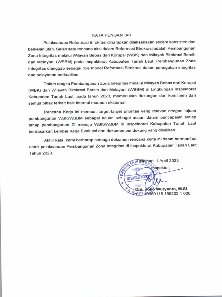 TTD Bapak Kata Pengantar | PDF