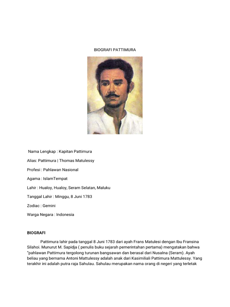 Biografi Kapitan Pattimura | PDF