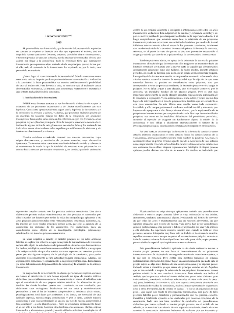 La Importancia del Inconsciente | PDF | Mente inconsciente | Psicoanálisis
