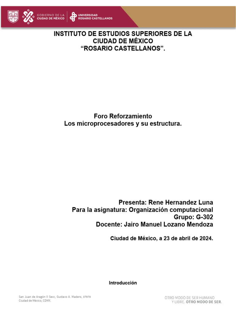 Fore - Un4 - Rene Org Comp | PDF | Unidad de procesamiento gráfico | Unidad Central de procesamiento