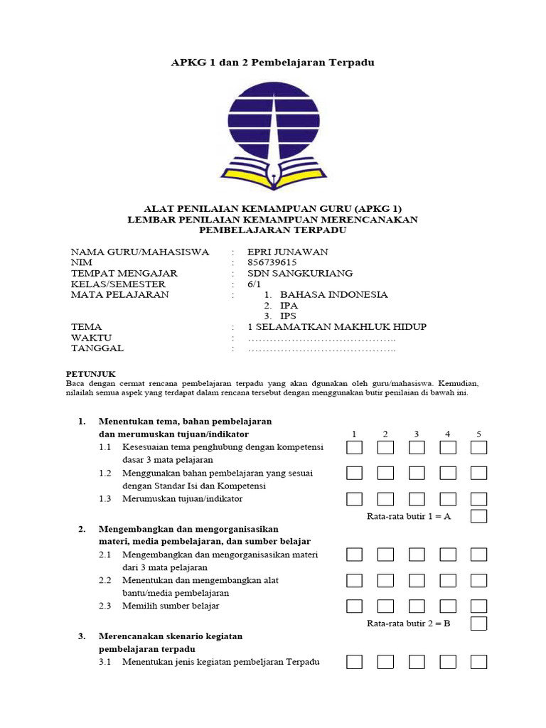 APKG 1 Dan 2 Pembelajaran Terpadu | PDF
