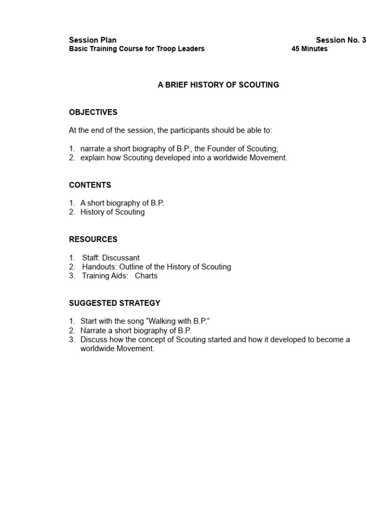 BTL-S3 A Brief History of Scouting | PDF | Scouting