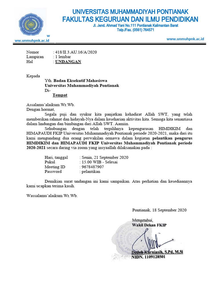 Surat Untuk BEM UNIV | PDF