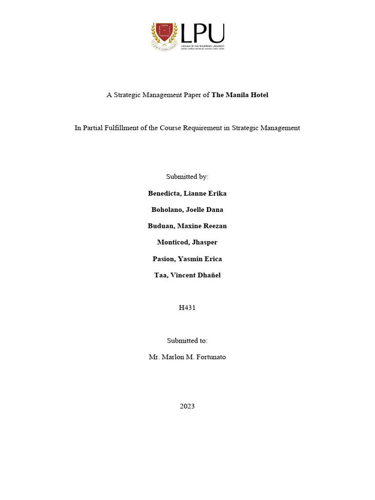 Sample - The Manila Hotel | PDF | Taxes | Inflation