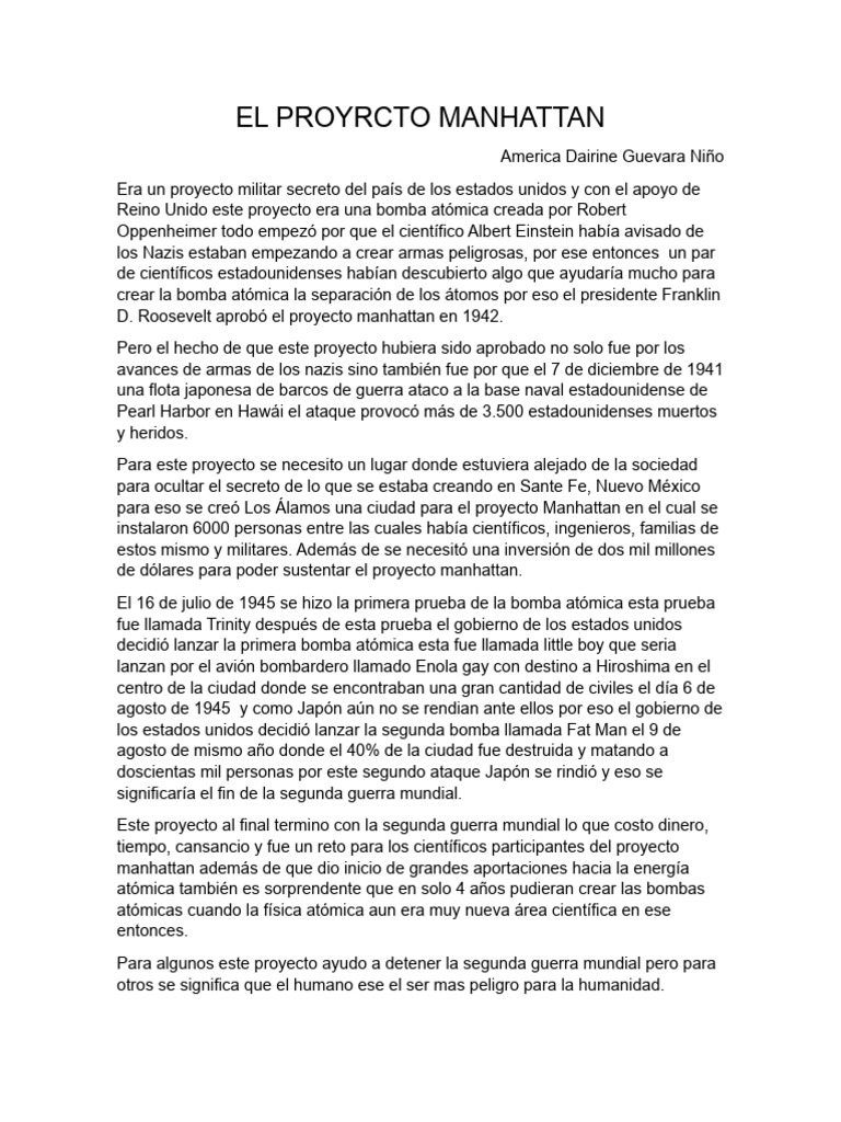El Proyrcto Manhattan | PDF | Proyecto Manhattan | Segunda Guerra Mundial