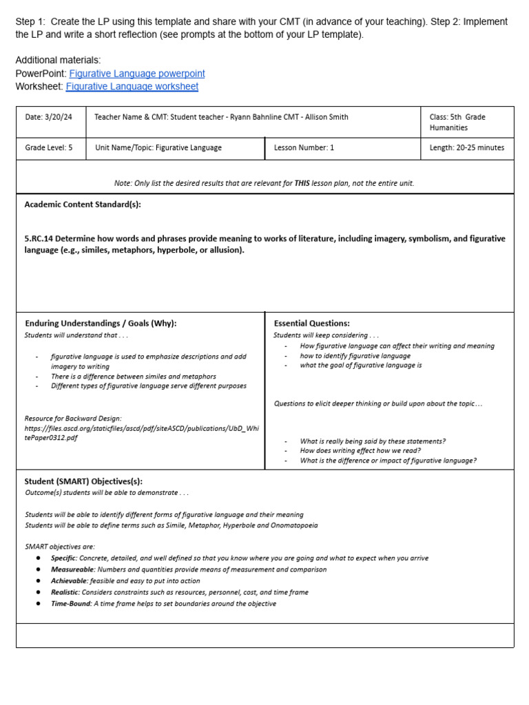 lesson plan 1 1 | PDF | Cognition | Learning