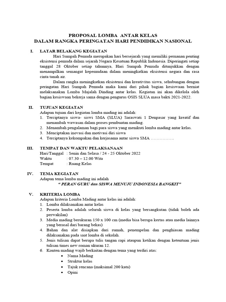 Proposal Lomba Mading Antar Kelas | PDF