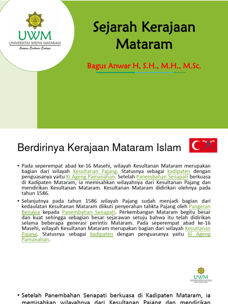 Sejarah Kerajaan Mataram Islam | PDF