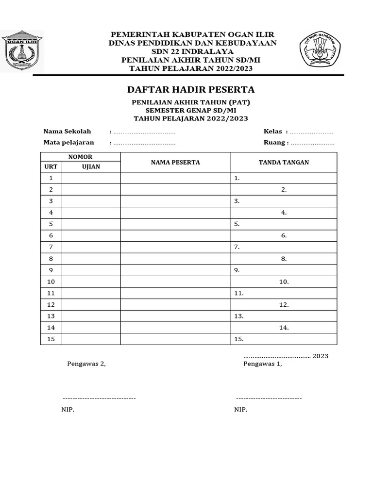 Daftar Hadir Peserta PTS | PDF