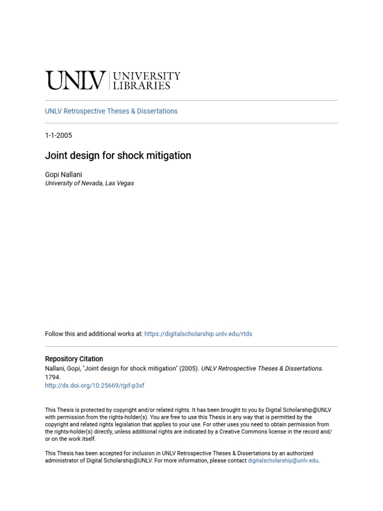 Thesis - Joint Design For Shock Mitigation | PDF | Thesis | Acceleration