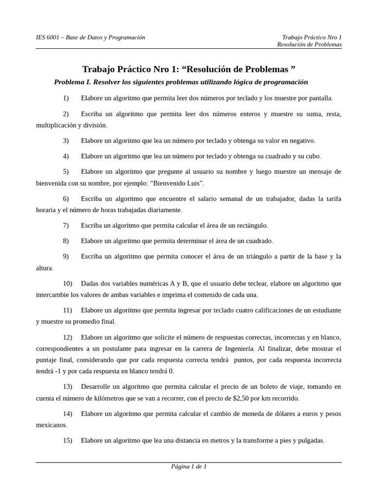BDyProgramacion 2024 TP1 | PDF | Algoritmos | Matemáticas Aplicadas