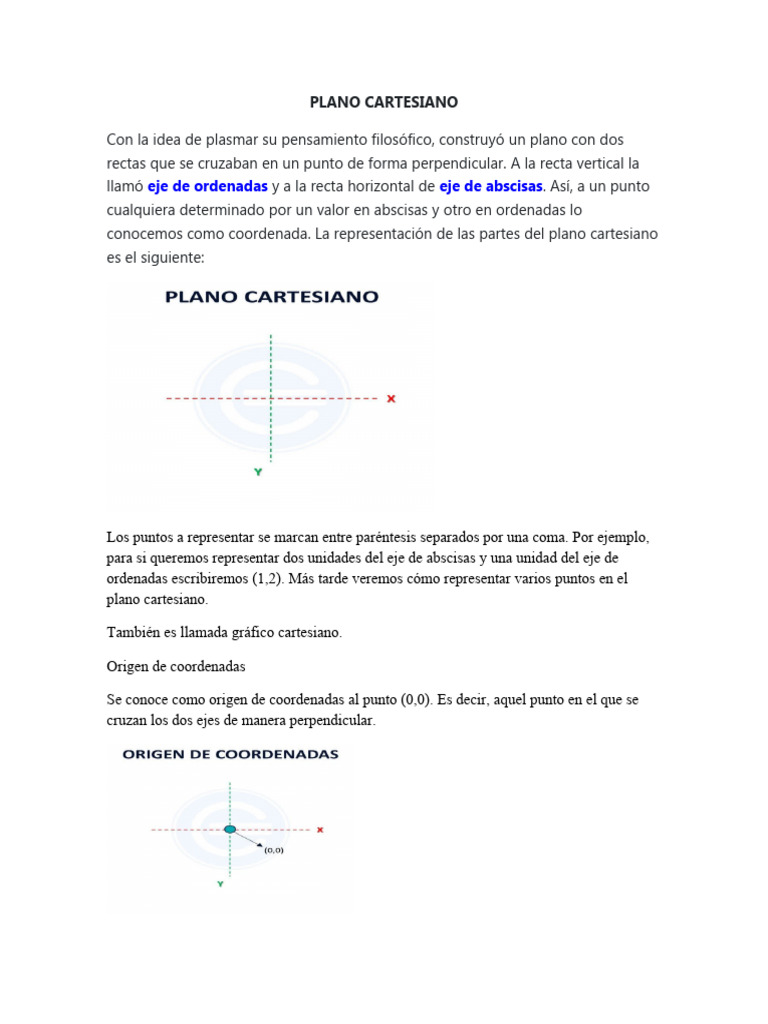 Conceptos Básicos del Plano Cartesiano | PDF