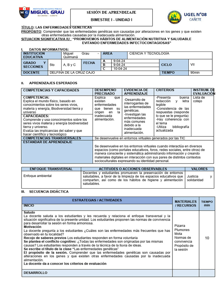 U1-Ex. 5. Enf. Geneticas | PDF | Gene | Trastorno genético