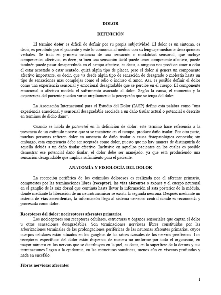 DOLOR | PDF | Dolor | Sistema nervioso